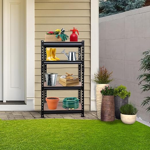 BonKaso Adjustable Set of 4-Shelf Metal Storage Shelving Unit, Steel B