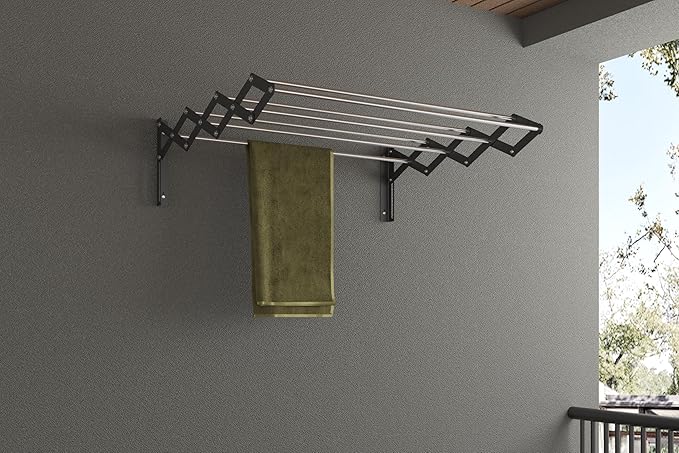 BonKaso Stainless Steel Cloth Drying Stand (7 rods, 2 feet)