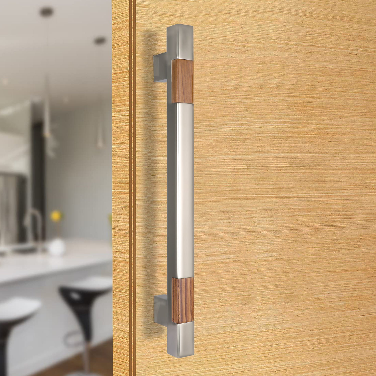 BonKaso FDH-6SF Door Handle in Aluminum Push Pull (Satin, Set-1)