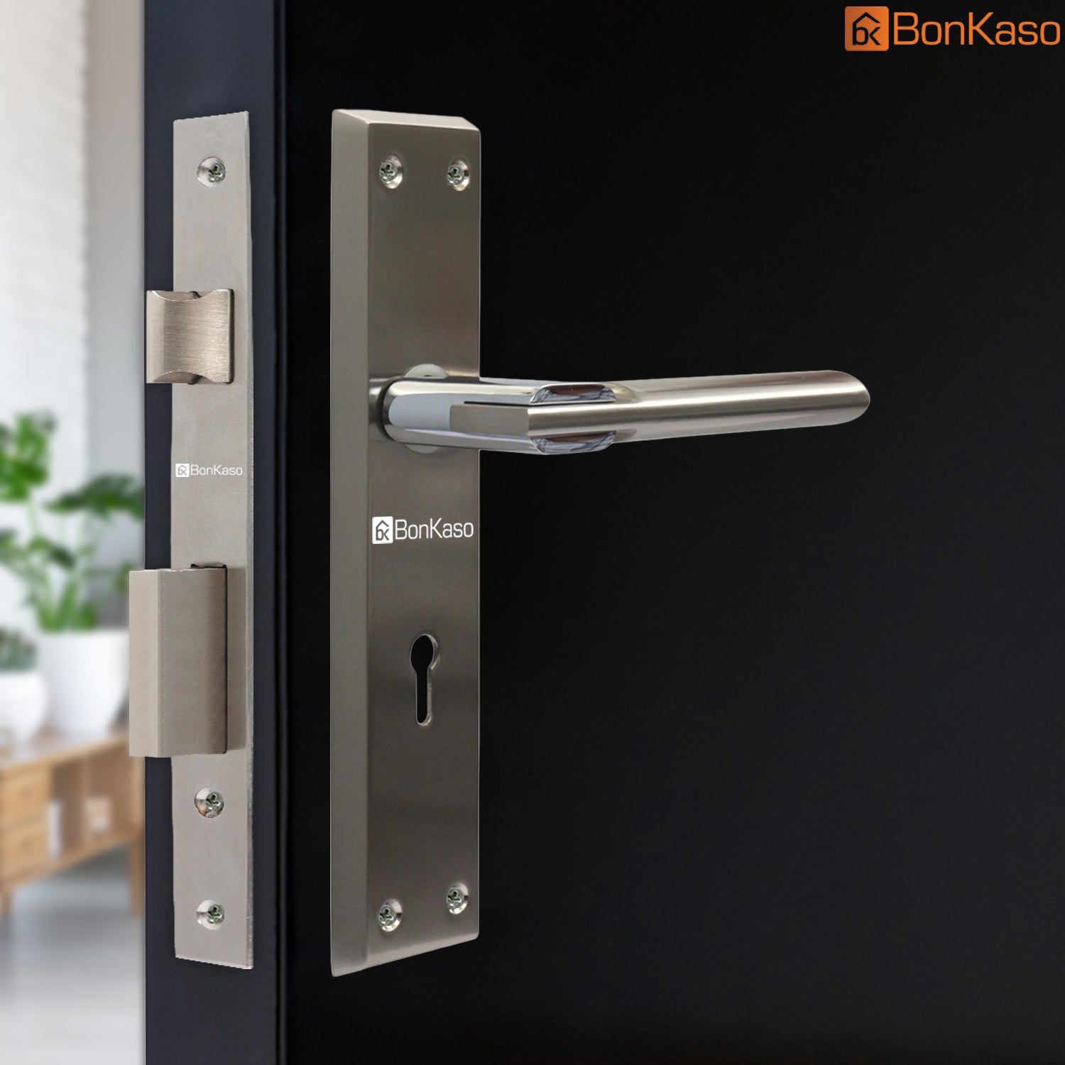 BonKaso F030654 Mortise Door Lock, Handle Set & Dead Bolt(SS,Silver)